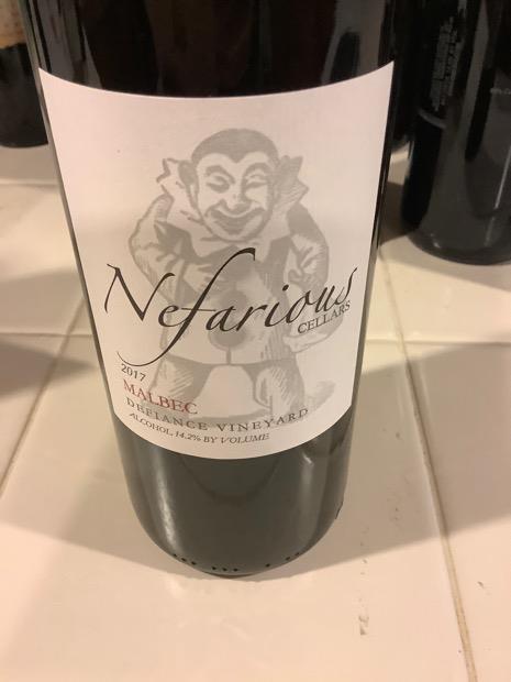 2017 Nefarious Cellars Malbec Defiance Vineyard, USA, Washington ...