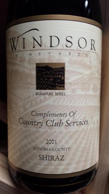 2002 Windsor Vineyards Shiraz Signature Series Sonoma County, USA ...