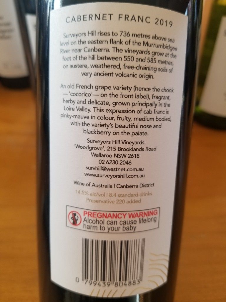 2019 Surveyors Hill Vineyards Cabernet Franc, Australia, New South ...