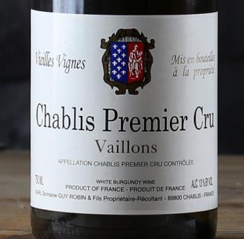 2014 Domaine Guy Robin et Fils Chablis 1er Cru Vaillons Vieilles Vignes ...