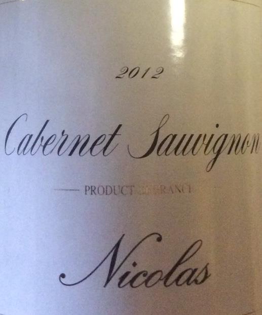 2012 Nicolas Cabernet Sauvignon, France - CellarTracker