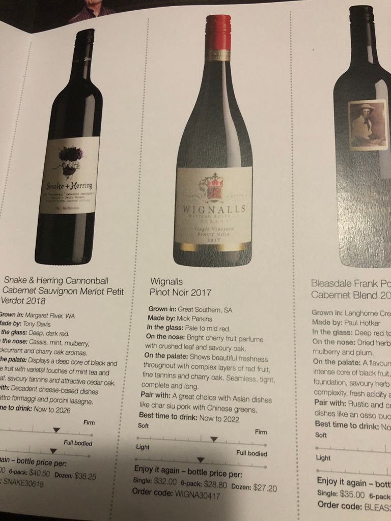 2017 Wignalls Pinot Noir Single Vineyard, Australia, Western Australia ...