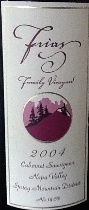2004 Frias Family Vineyard Cabernet Sauvignon Spring Mountain District ...