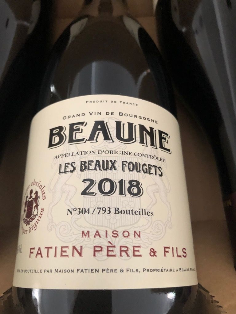 2018 Maison Fatien Père et Fils Beaune Les Beaux Fougets, France ...