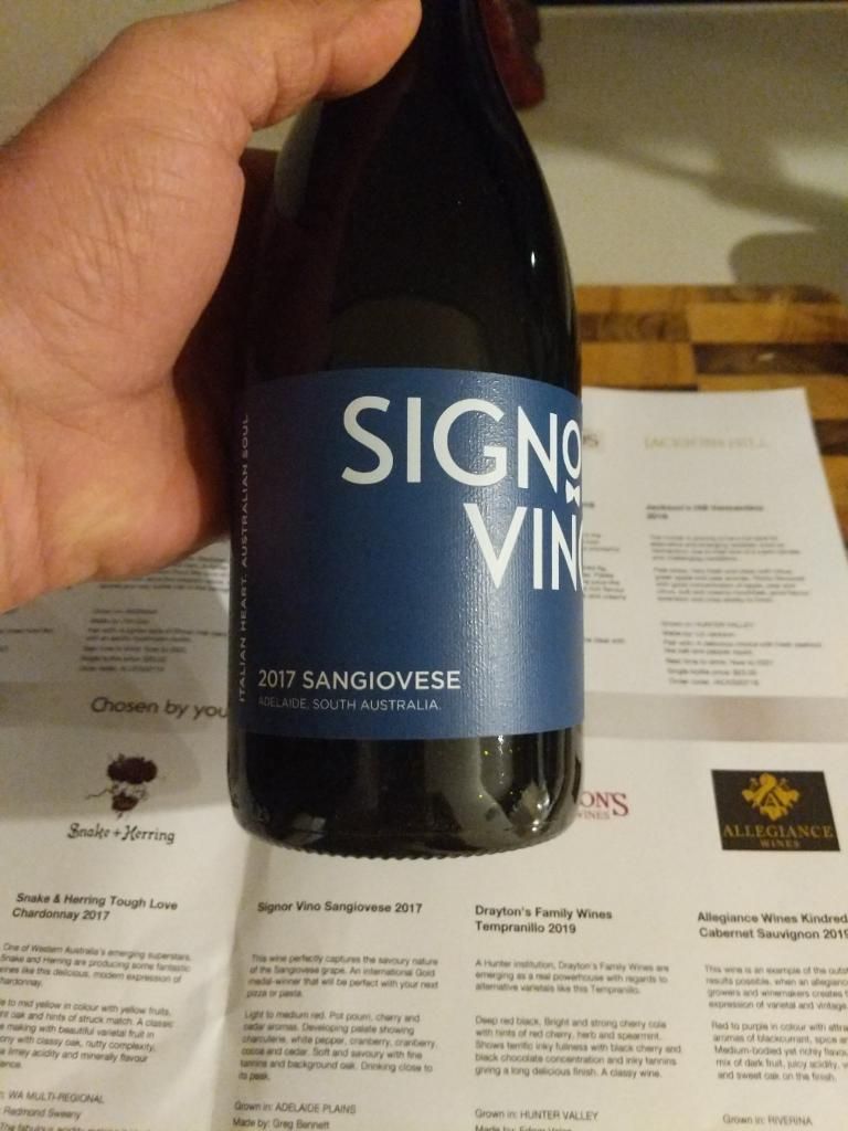 2016 Signor Vino Sangiovese, Australia, South Australia, Mount Lofty ...