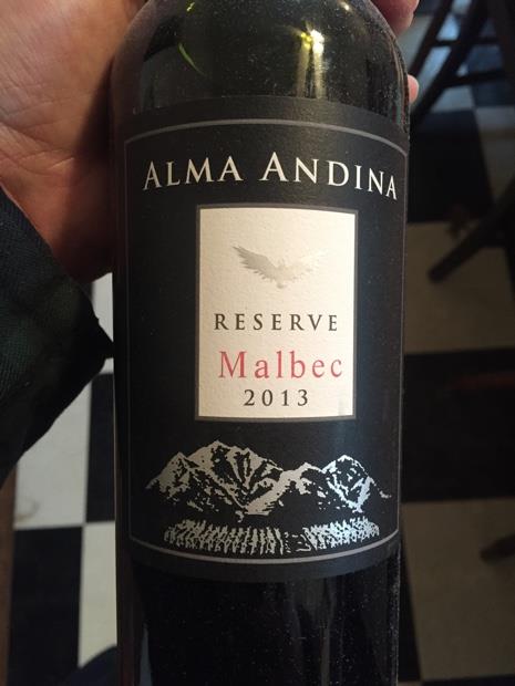2013 Andean Vineyards Malbec Alma Andina Reserve, Argentina, Mendoza ...