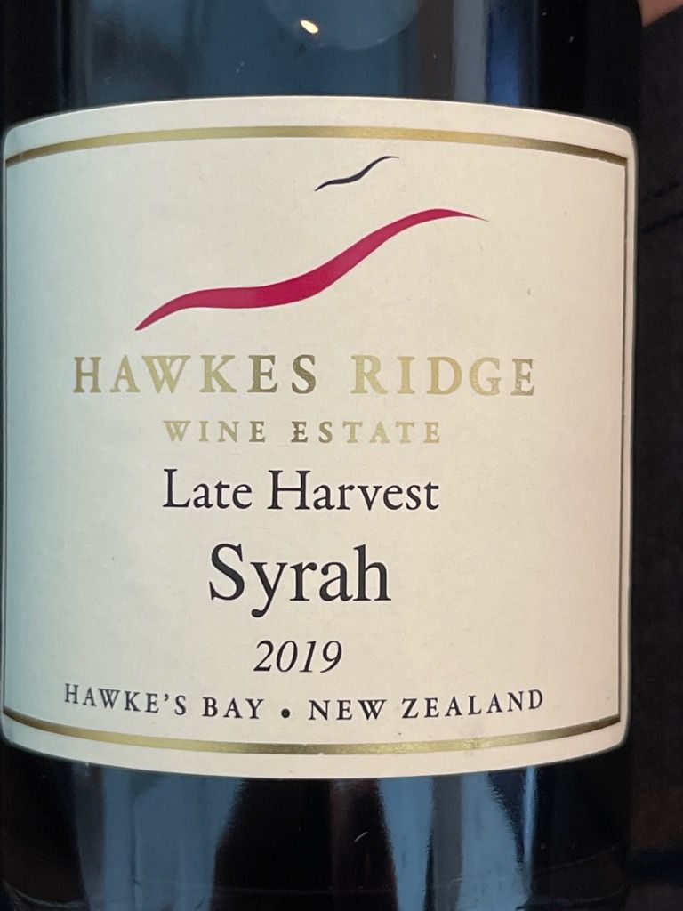 2019 Hawkes Ridge Syrah Late Harvest, New Zealand, North Island, Hawke ...