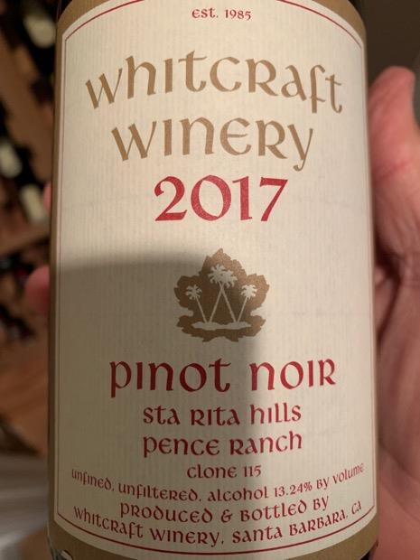 2017 Whitcraft Winery Pinot Noir Clone 828 Pence Ranch, USA, California ...