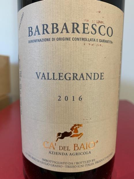 2016 Ca' del Baio Barbaresco Vallegrande, Italy, Piedmont, Langhe, Barbaresco - CellarTracker