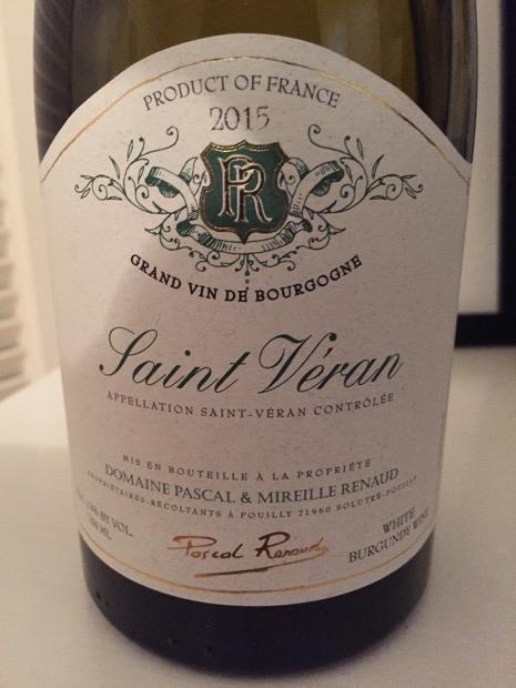 2015 Domaine Pascal & Mireille Renaud Pouilly-Fuissé Cuvée Vieilles ...