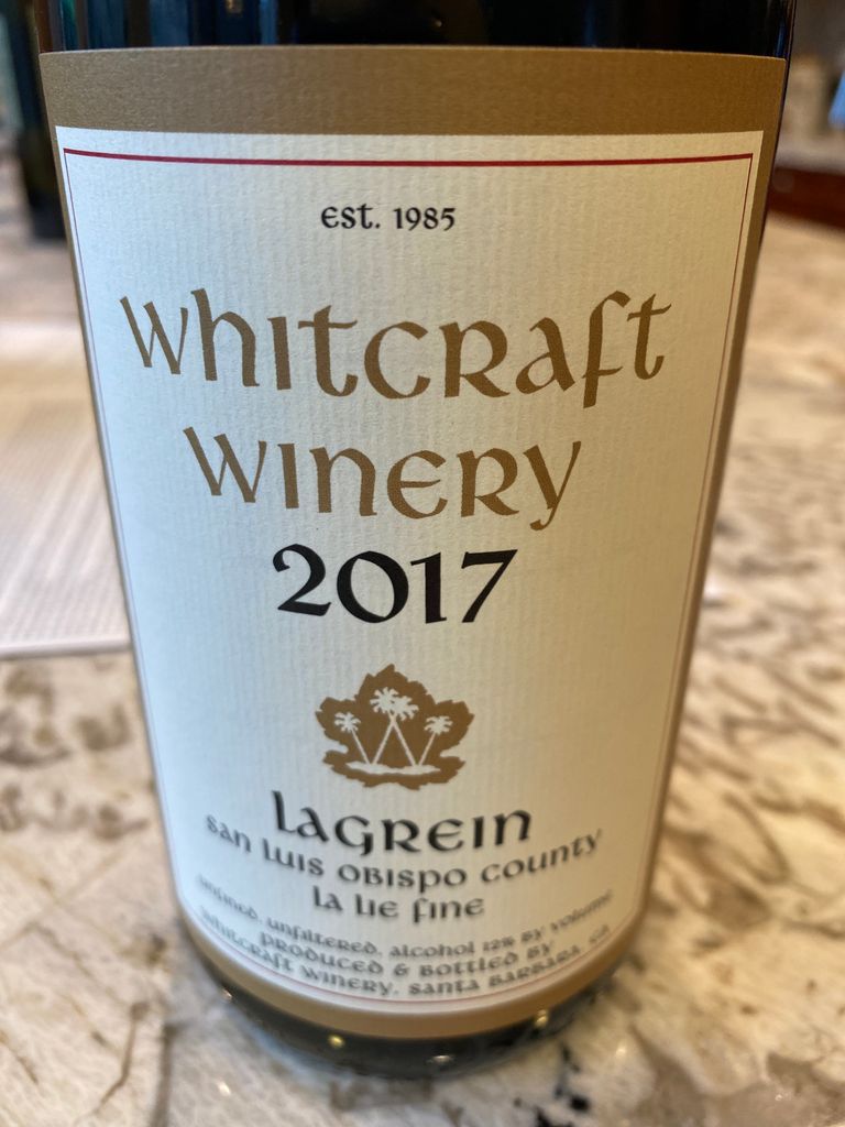 2018 Whitcraft Winery Lagrein, USA, California, Central Coast, San Luis ...