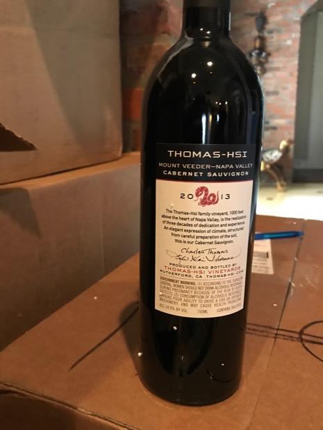 2013 Thomas Hsi Vineyards Cabernet Sauvignon Mt. Veeder, USA ...