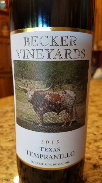 2015 Becker Vineyards Tempranillo, USA, Texas, Texas Hill Country ...