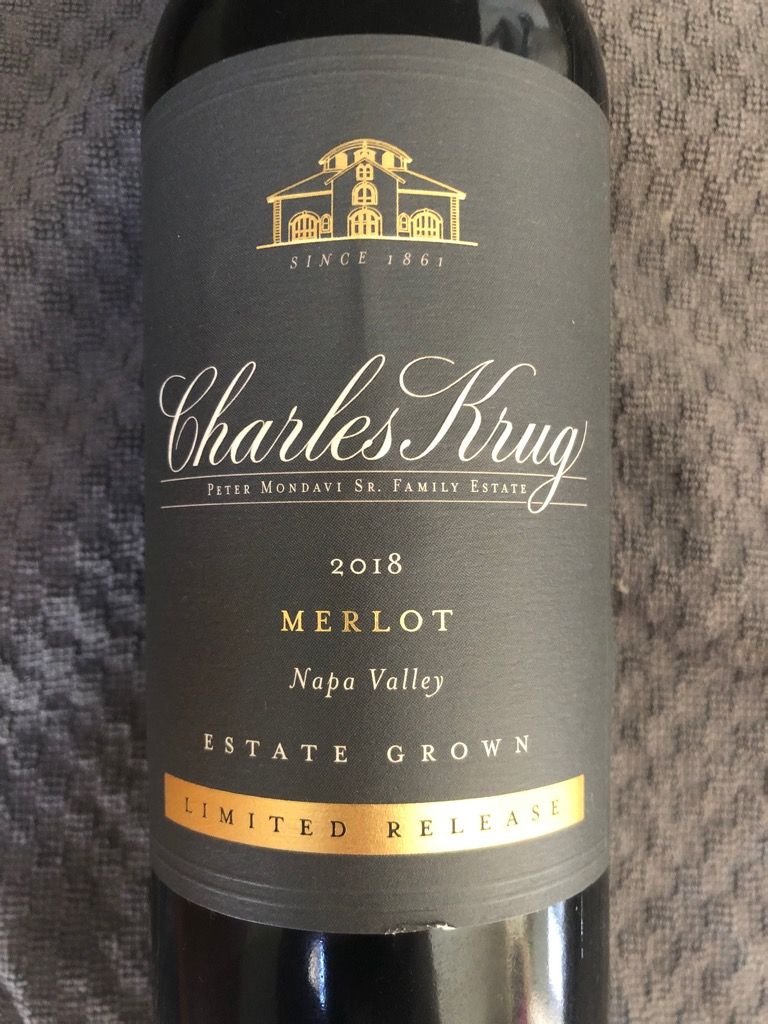 2015 Charles Krug Winery (Peter Mondavi Family) Merlot Reserve, USA ...