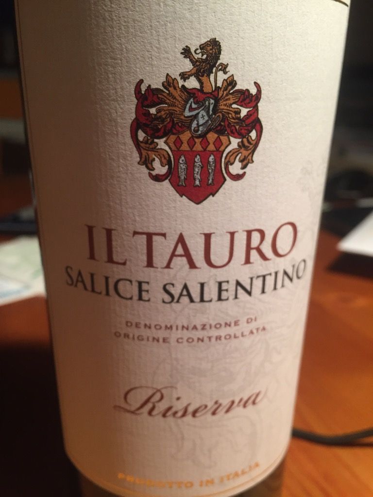2019 A.D.V. Salice Salentino Il Tauro Riserva, Italy, Puglia, Salice ...