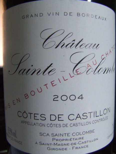 2004 Château de Colombe Castillon Côtes de Bordeaux, France, Bordeaux ...