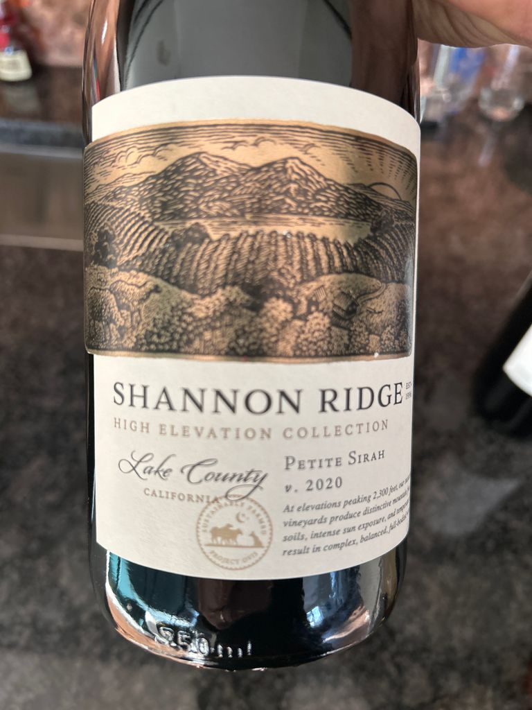 2020 Shannon Ridge Vineyard Petite Sirah High Elevation Collection, USA, California, North Coast ...