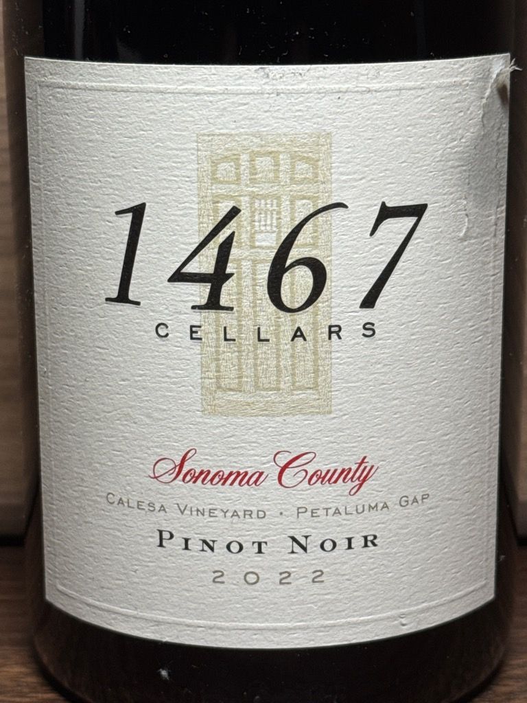 2022 1467 Cellars Pinot Noir Calesa, USA, California, Sonoma County ...