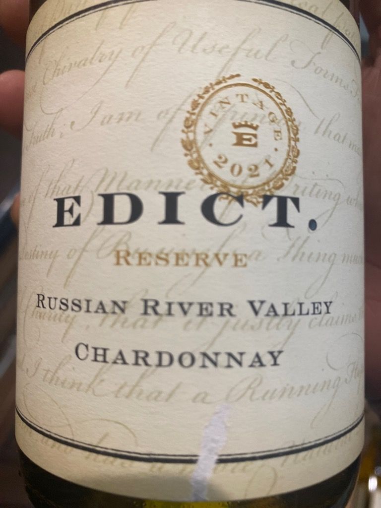 2021 Edict Chardonnay, USA, California, Napa Valley - CellarTracker