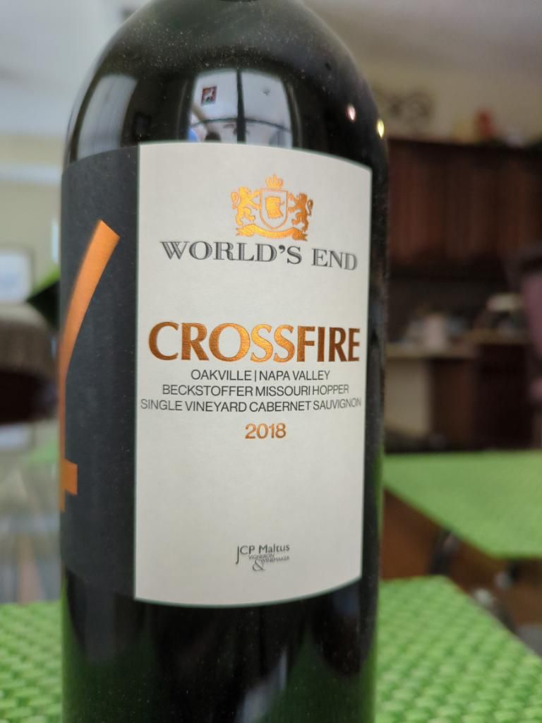 2018 World's End Cabernet Sauvignon CrossFire Beckstoffer Missouri ...