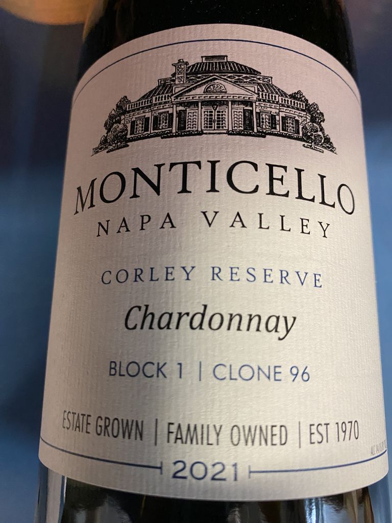 2021 Monticello Vineyards (Corley Family) Chardonnay Block 1, USA ...