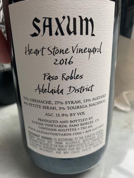 2016 Saxum Heart Stone Vineyard, USA, California, Central Coast, Paso ...
