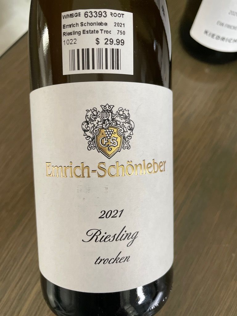 2021 Emrich-Schönleber Riesling Nahe Trocken, Germany, Nahe - CellarTracker
