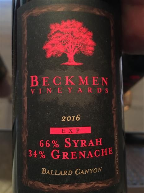 2016 Beckmen Vineyards EXP 66% Syrah 34% Grenache, USA, California ...