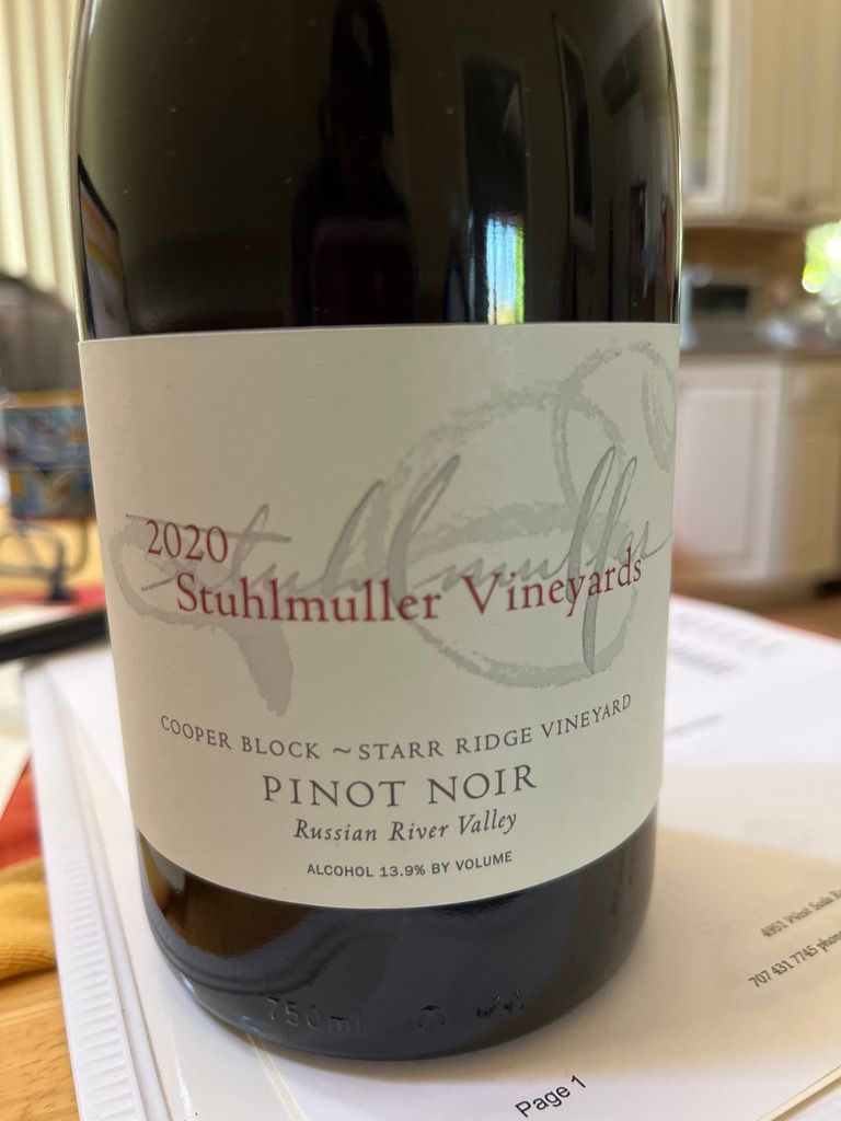 2020 Stuhlmuller Vineyards Pinot Noir Starr Ridge Vineyard - Cooper ...