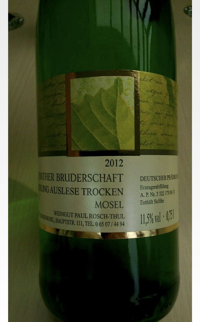 2012 Paul Rosch-Thul Klüsserather Bruderschaft Riesling Auslese trocken ...