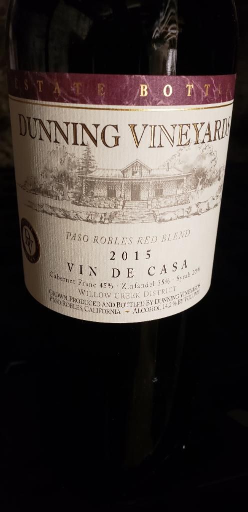 2015 Dunning Vineyards Vin De Casa, USA, California, Central Coast ...