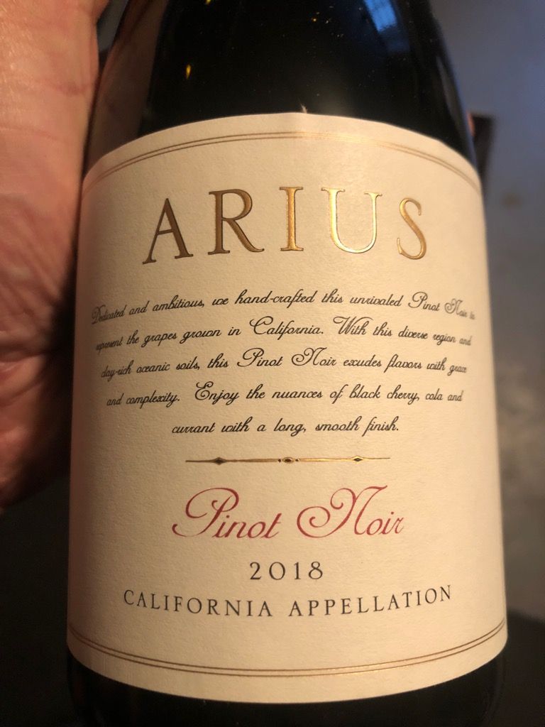 2018 Arius Pinot Noir, USA, California - CellarTracker