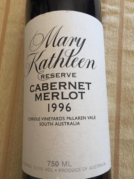 1996 Coriole Cabernet-Merlot Mary Kathleen Reserve, Australia, South ...