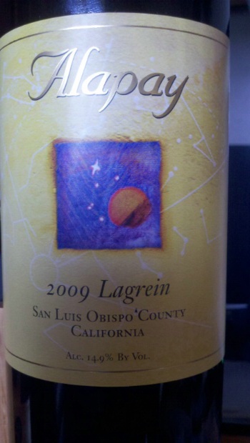 2009 Alapay Cellars Lagrein, USA, California, Central Coast, San Luis ...