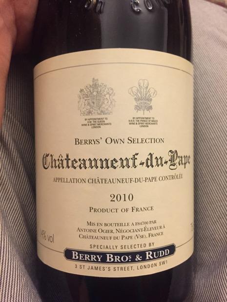 2010 Berry Bros. & Rudd Châteauneuf-du-Pape Berrys' Own Selection Caves d'Ogier, France, Rhône ...