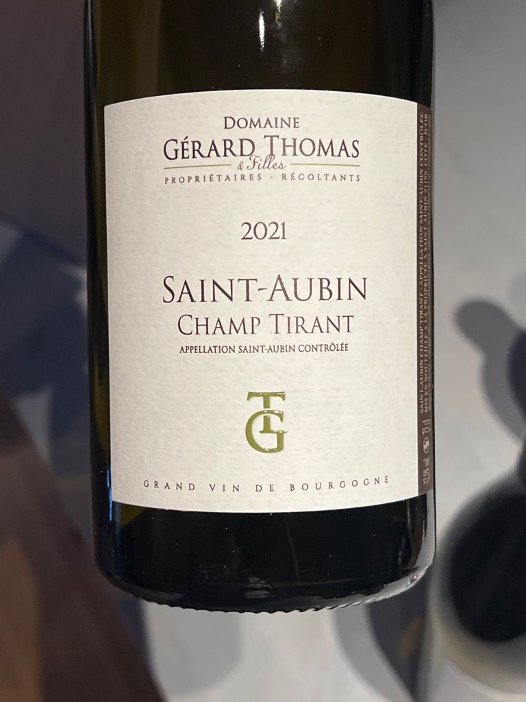 2023 Domaine Gérard Thomas & Filles Saint-Aubin Champ Tirant, France ...
