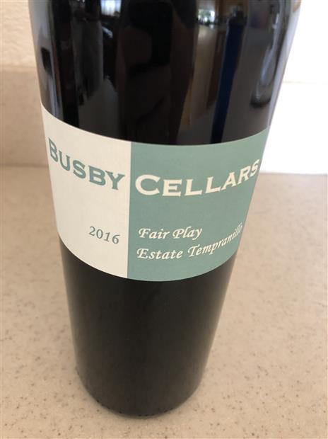 2020 Busby Cellars Tempranillo Estate, USA, California, Sierra Foothills, Fair Play - CellarTracker