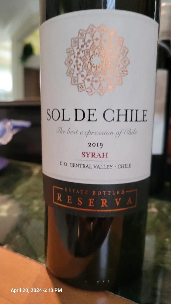 2019 Sol de Chile Cabernet-Syrah Gran Reserva, Chile, Maule Valley ...
