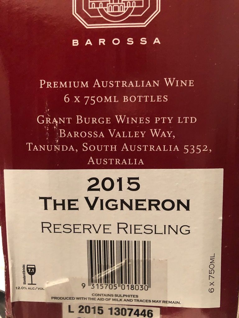 2015 Grant Burge Riesling The Vigneron, Australia, South Australia ...