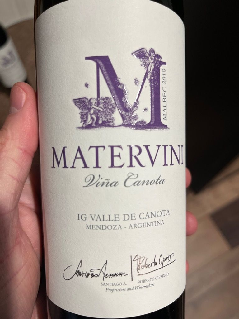 2019 Matervini Malbec IG Valle de Canota Viña Canota, Argentina ...
