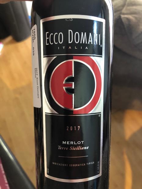 2018 Ecco Domani Merlot Sicilia, Italy, Sicily, Sicilia - CellarTracker