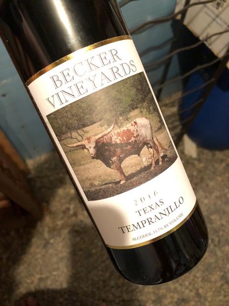 2016 Becker Vineyards Tempranillo, USA, Texas, Texas Hill Country ...