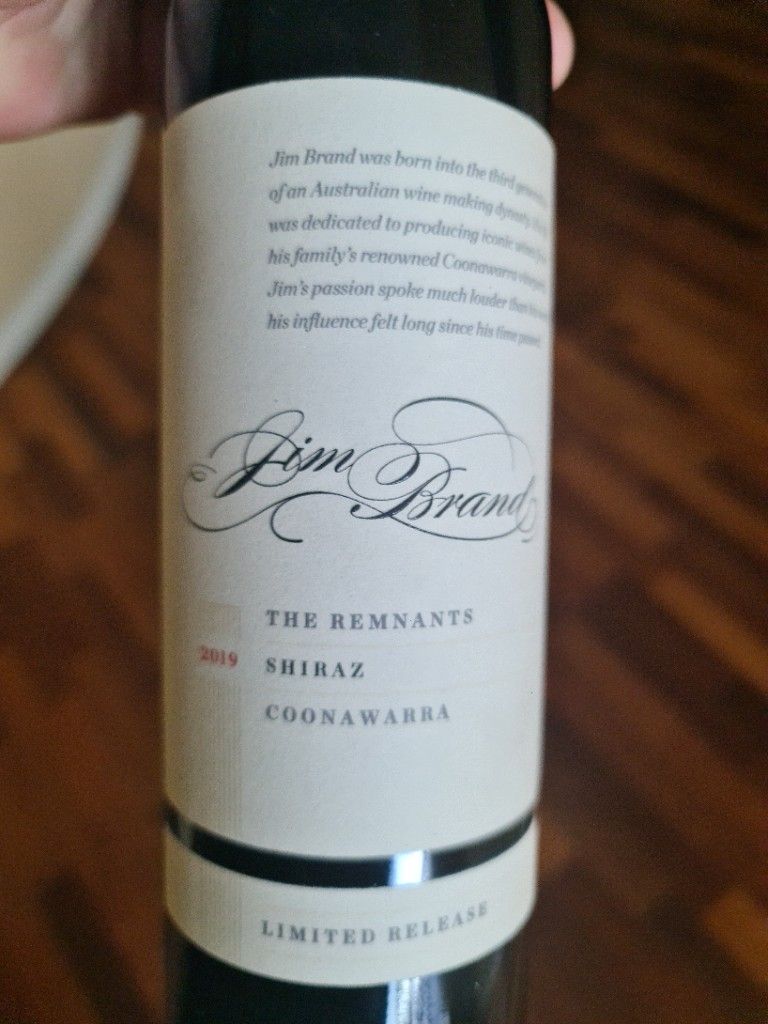 2019 Jim Brand Wines Shiraz The Remnants, Australia, South Australia ...