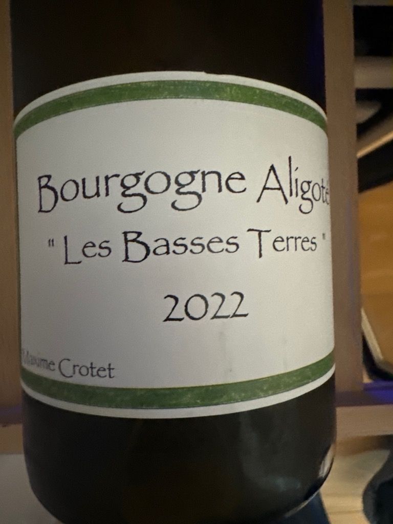 2022 Maxime Crotet Bourgogne Blanc Les Basses Terres, France, Burgundy ...