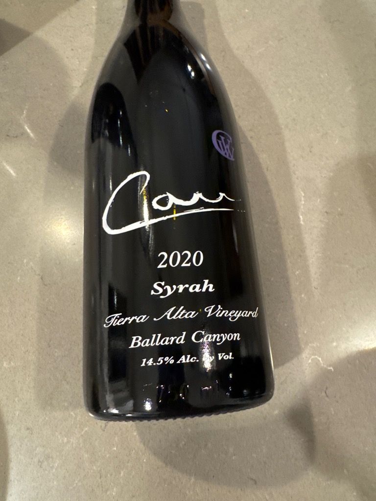 2020 Carr Vineyards & Winery Syrah Tierra Alta Vineyard, USA ...