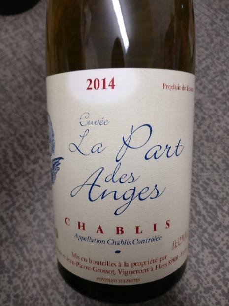 2020 Domaine Corinne et Jean Pierre Grossot Chablis La Part des Anges ...