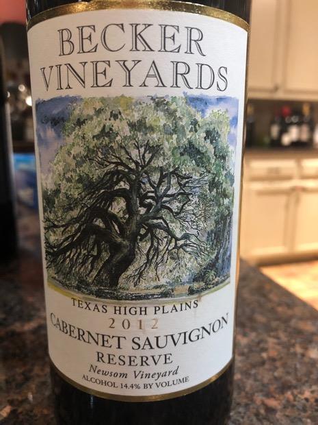 2004 Becker Vineyards Cabernet Sauvignon Fredericksburg Newsom ...