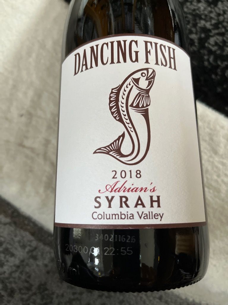 2018 Dancing Fish Vineyards Syrah Adrian's, USA, Washington, Columbia ...