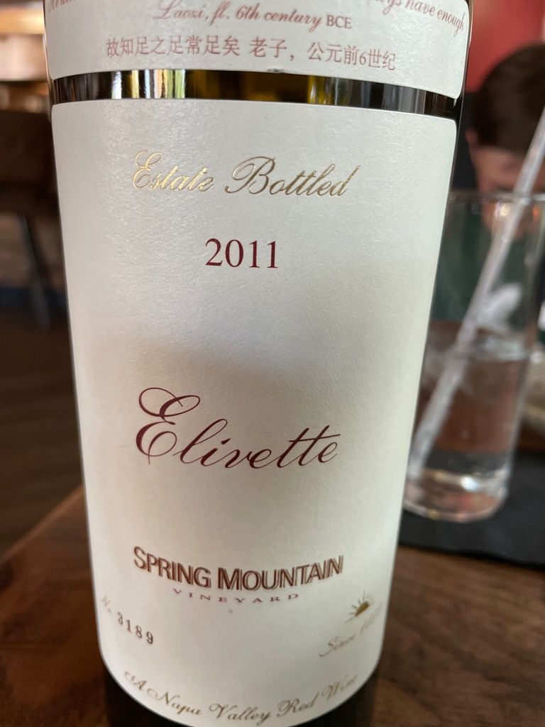 2011 Spring Mountain Vineyard Elivette, USA, California, Napa Valley ...