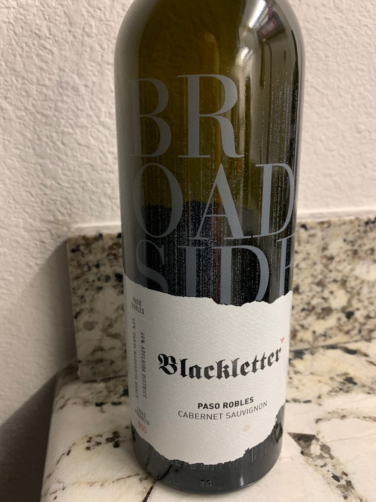 2017 Broadside Cabernet Sauvignon Blackletter, USA, California, Central ...